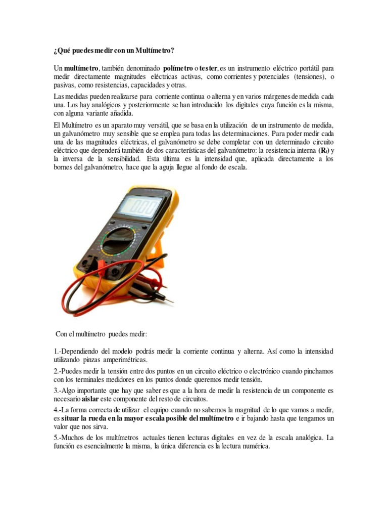 Laboratorio Medidas Con El Multimetro | PDF | Ingenieria Eléctrica | Electricidad