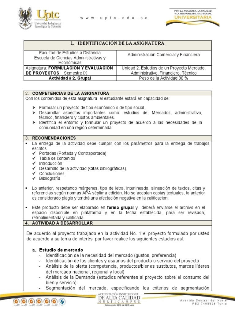 Actividad No.2 Formulación Proyectos CyF | PDF