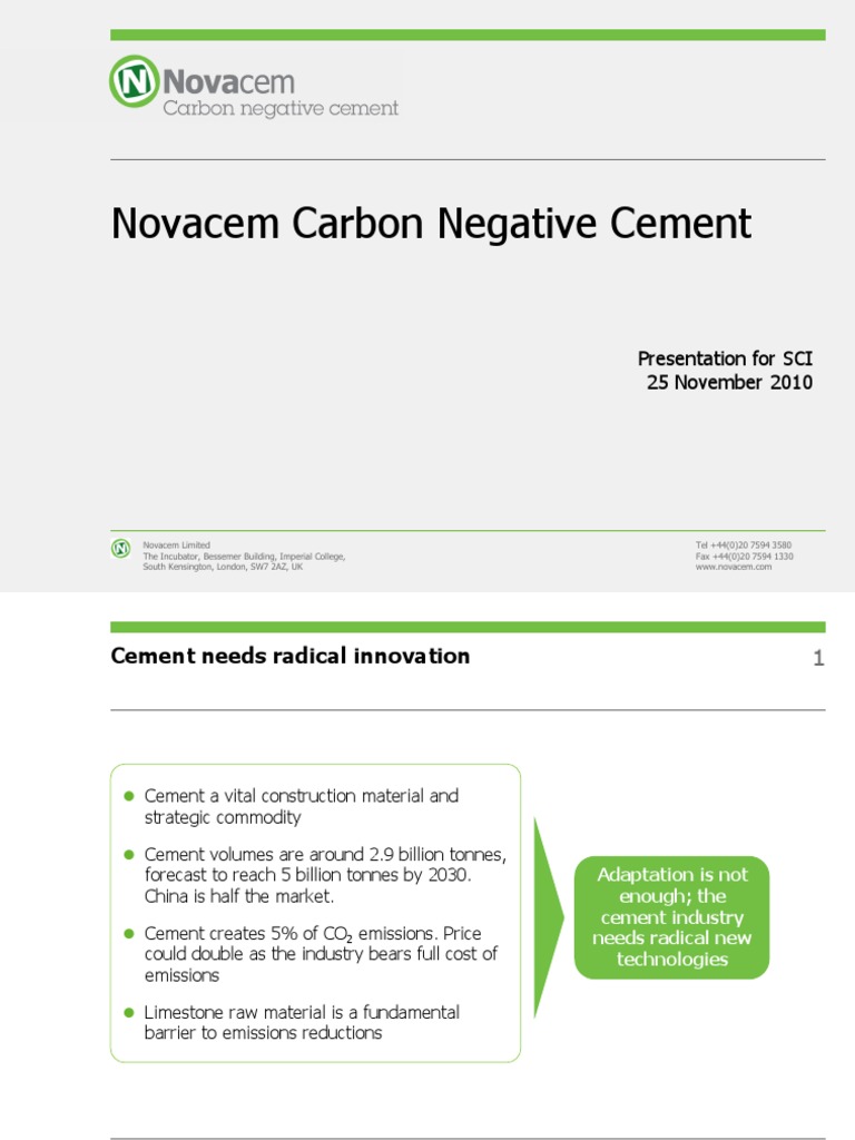 Novacem | PDF | Cement | Carbon Dioxide