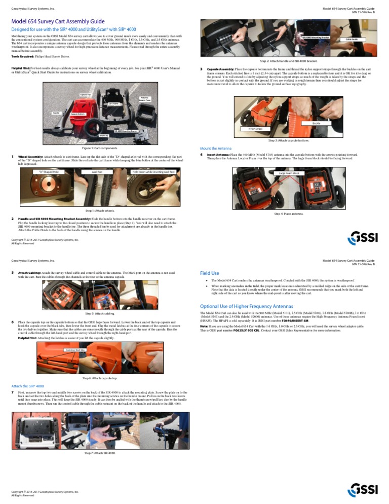 GSSI 654 Survey Cart Assembly Instructions | PDF | Manufactured Goods