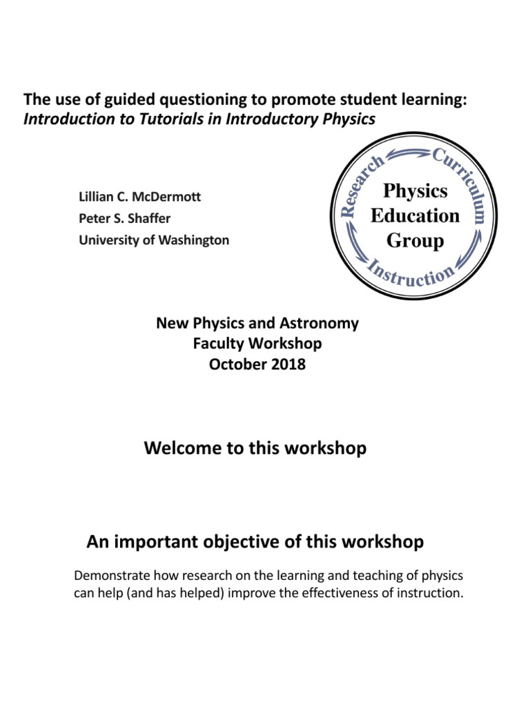 McDermott and Shaffer Tutorials in Intro Physics | PDF | Force | Teaching Method