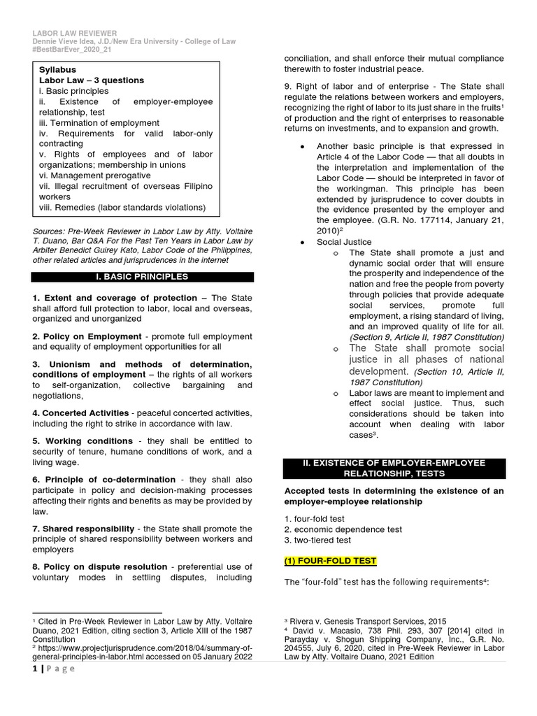 Labor Law Reviewer | PDF | Employment | United States Labor Law
