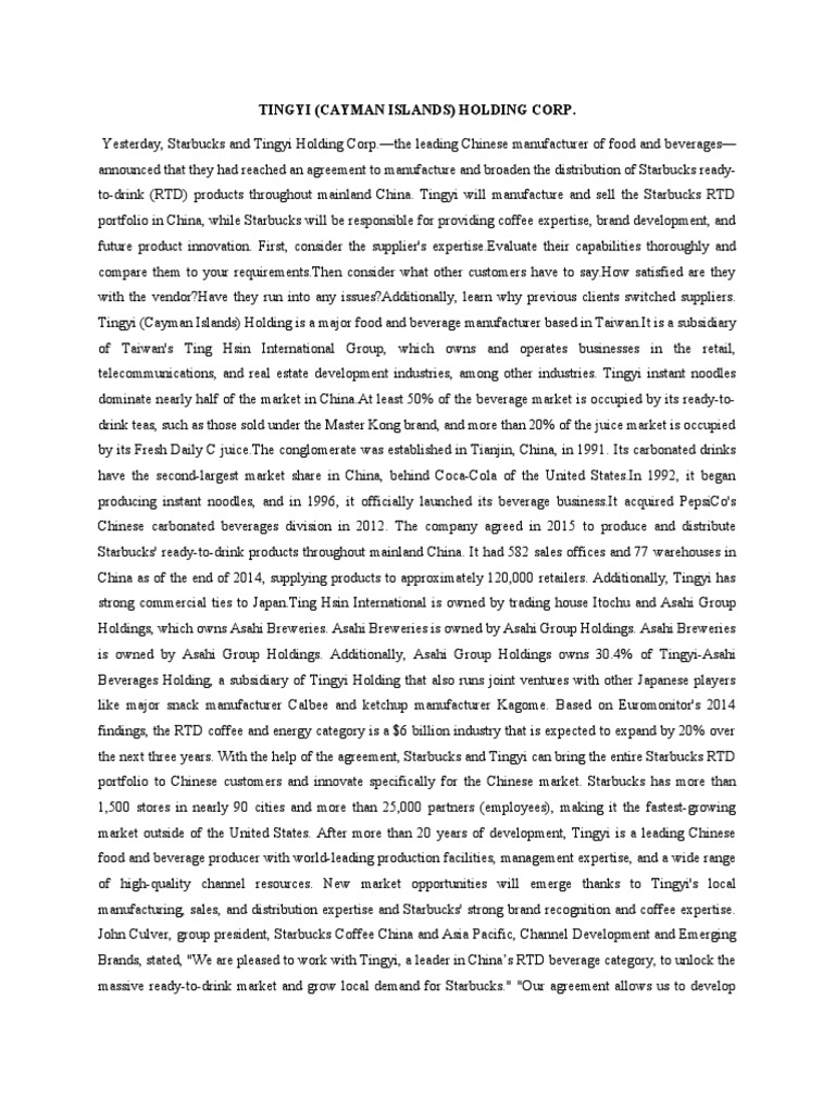 TINGYI | PDF | Starbucks | Food Industry