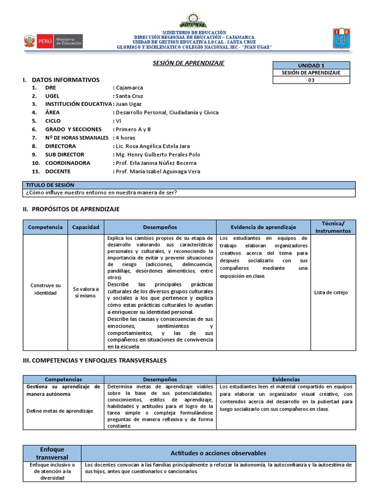 Sesión3 de Aprendizaje DPCC | PDF | Aprendizaje | Evaluación