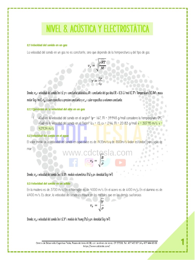 Nivel 8 Acústica y Electrostática | PDF | Decibel | Sonido