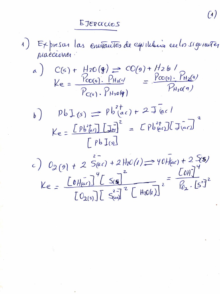 Ejercicios de Equilibrio Quimico | PDF