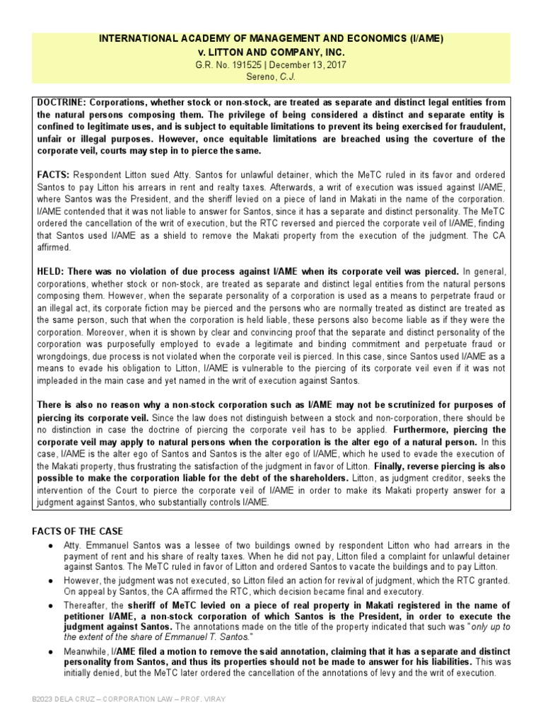 International Academy of Management and Economics v. Litton and Company ...