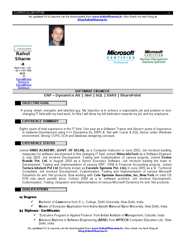 CV Rahul | PDF | Microsoft Visual Studio | Share Point