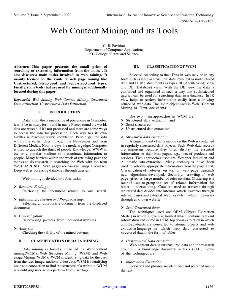 Web Content Mining and Its Tools | PDF