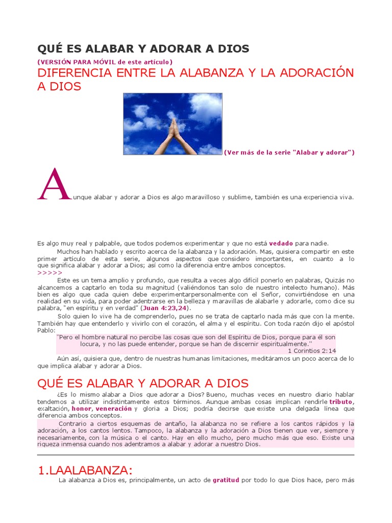 Diferencias entre alabanza y adoración | PDF | Adoración | Dios