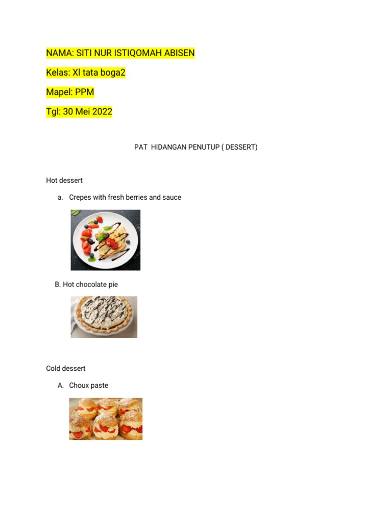 No29 XITB2 SitiNurIstiqomahAbisen PAT PPM K Dessert | PDF