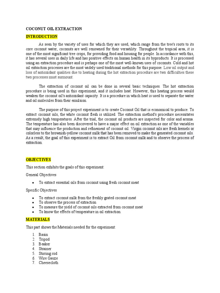 Optimization of Coconut Oil Extraction Through Observation of ... Optimization of Coconut Oil Extraction Through Observation of ...