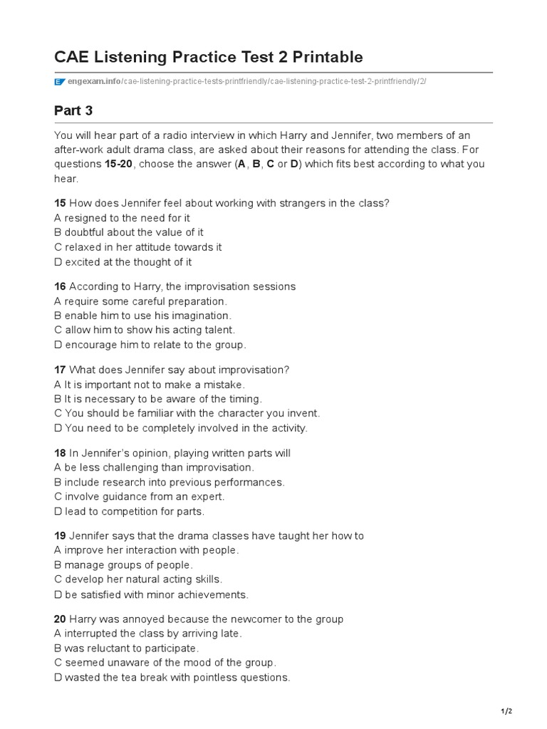 Engexam - info-CAE Listening Practice Test 2 Printable-2 | PDF ...