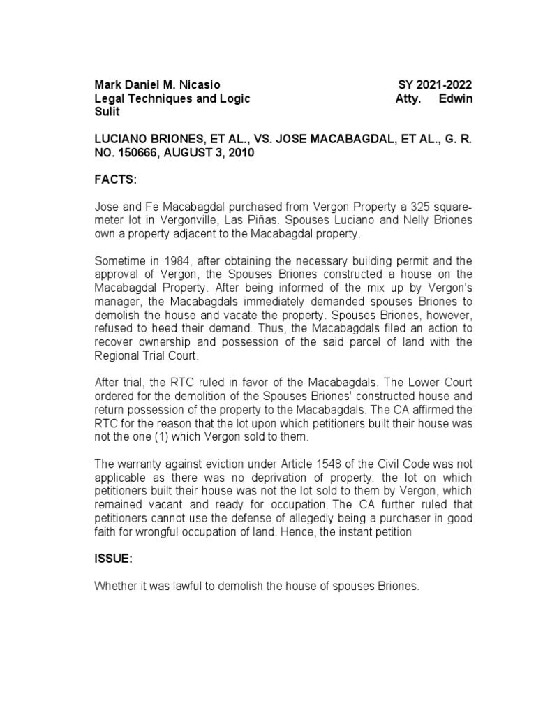 Legal Ruling on Property Dispute Case | PDF | Indemnity | Damages