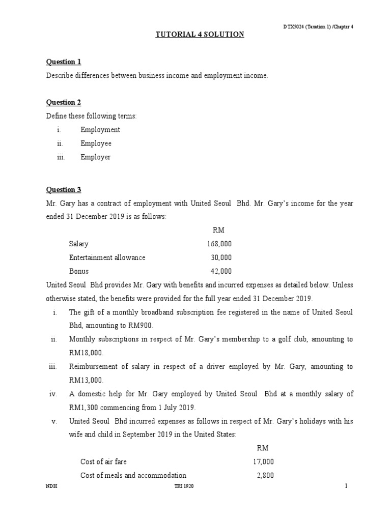 Tutorial 4 Q Pdf Taxes Salary