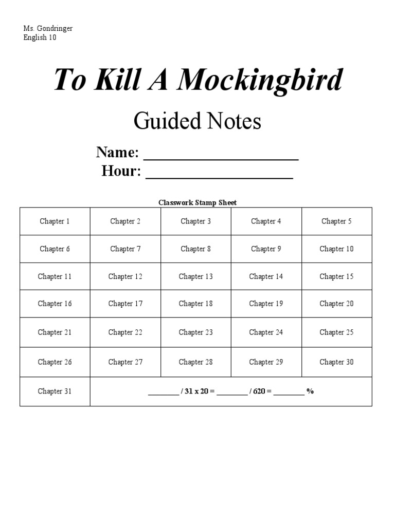 To Kill A Mockingbird: Guided Notes | PDF | To Kill A Mockingbird