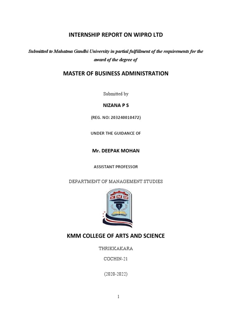 Nizana P S Internship Report - WIPRO LTD | Download Free PDF | Cloud ...