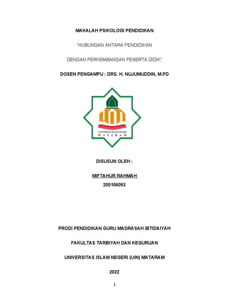 Makalah Psikologi Pendidikan Pak Nujum | PDF | Karier & Perkembangan