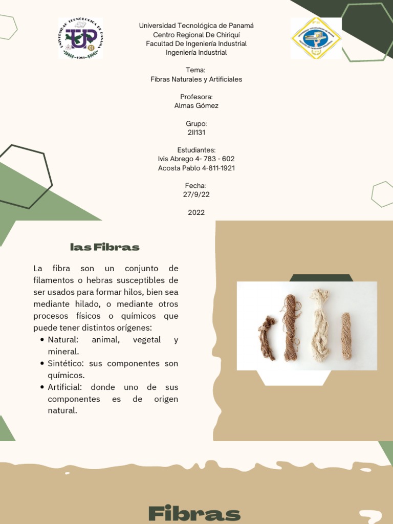 Fibras Naturales y Artificiales en Textiles | PDF | Fibras | Fibra ...