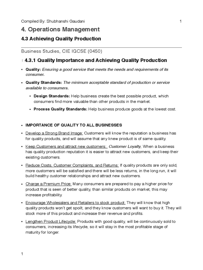 Quality Assurance in Business Production | PDF | Career & Growth | Business