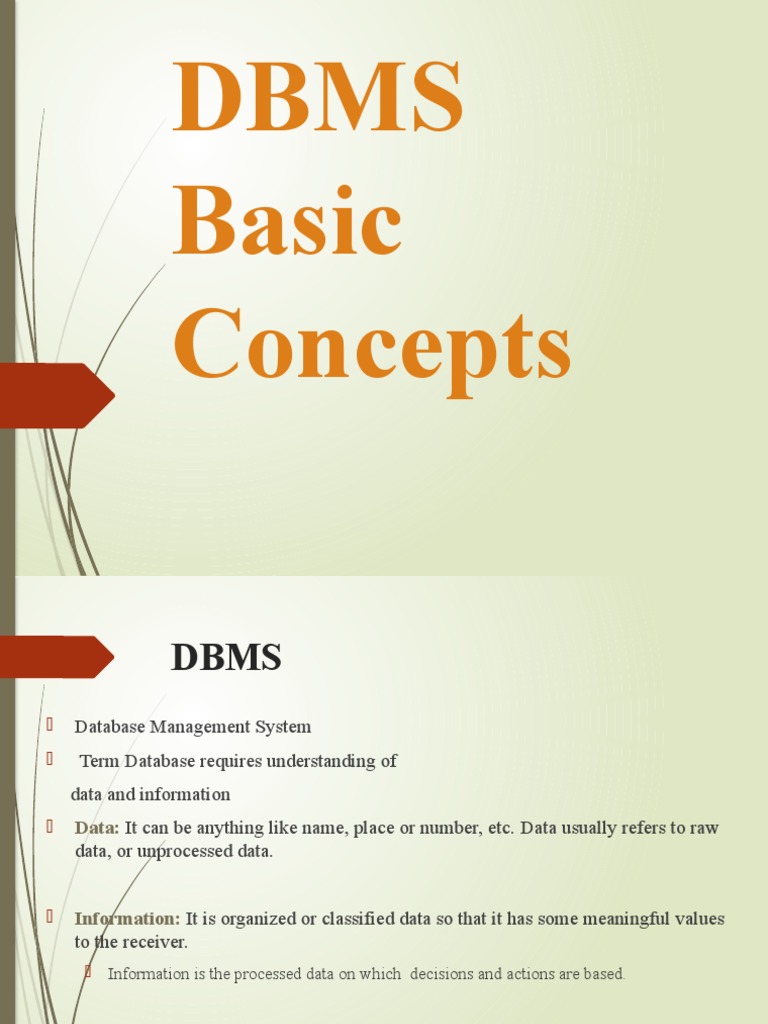 DBMS Basic Concepts 1 | PDF | Databases | Data Management DBMS Basic Concepts 1 | PDF | Databases | Data Management