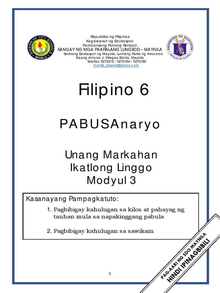 FILIPINO-6 Q1 Mod3 | PDF