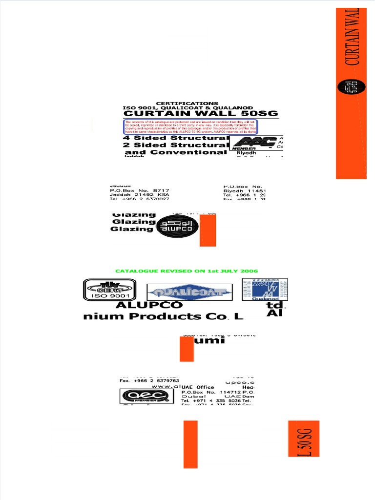 Alupco 50sg Curtain Wall System PDF | PDF