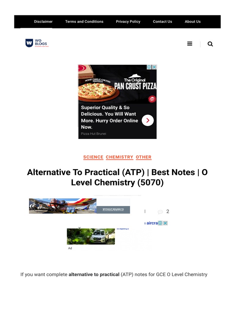 Alternative To Practical (ATP) - Best Notes - O Level Chemistry (5070 ...
