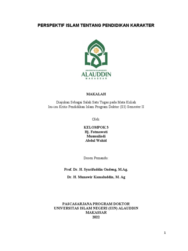 Perspektif Islam Tentang Pendidikan Karakter | PDF | Karier & Perkembangan | Sains & Matematika