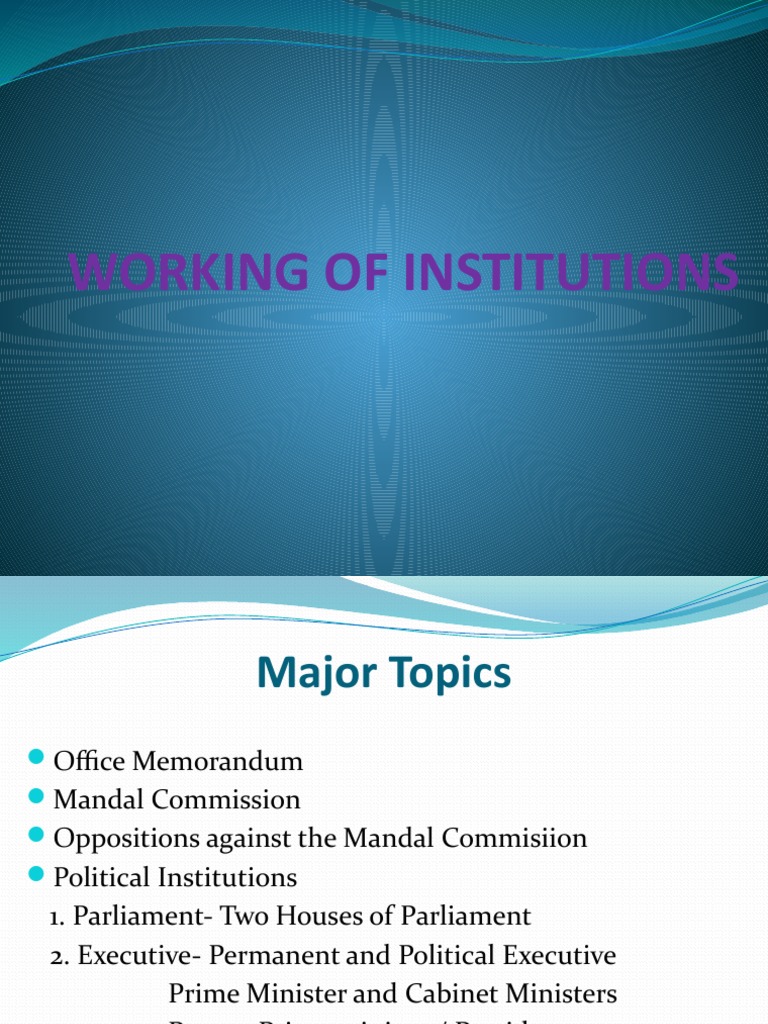 Working of Institutions | PDF | Governance | Public Sphere