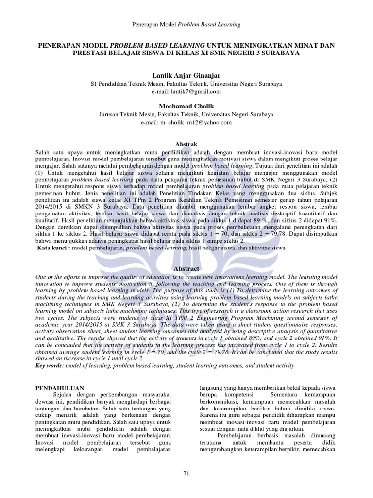 Penerapan Model Problem Based Learning U 7d25342b | PDF | Karier & Perkembangan | Seni