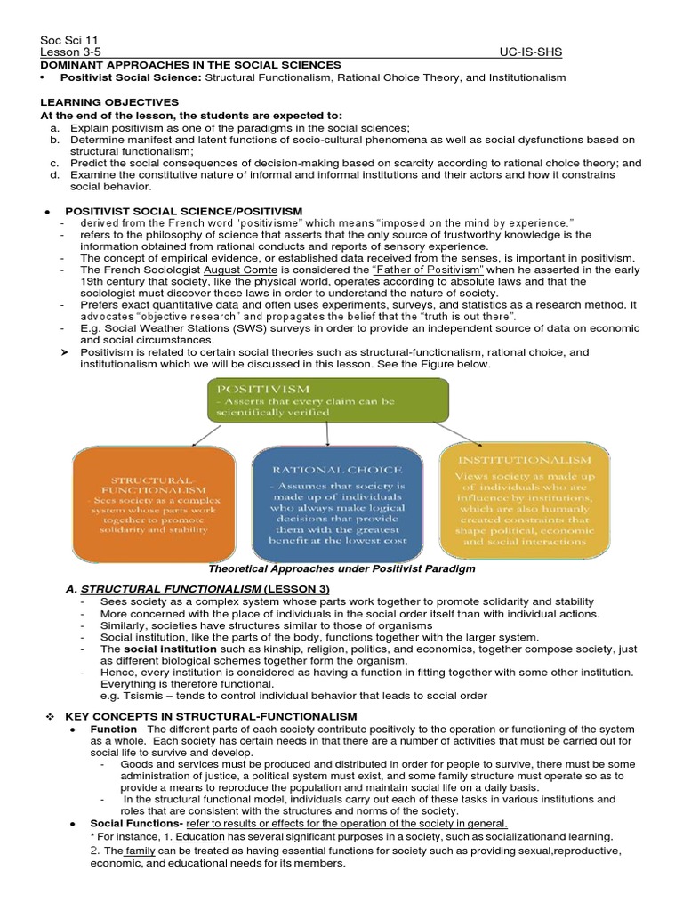 Lesson 3-5 Positivist Soc Sci | PDF | Institution | Positivism