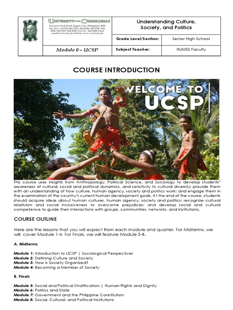 UCSP Module 0 - Course Introduction | PDF | Sociology | Final Examination