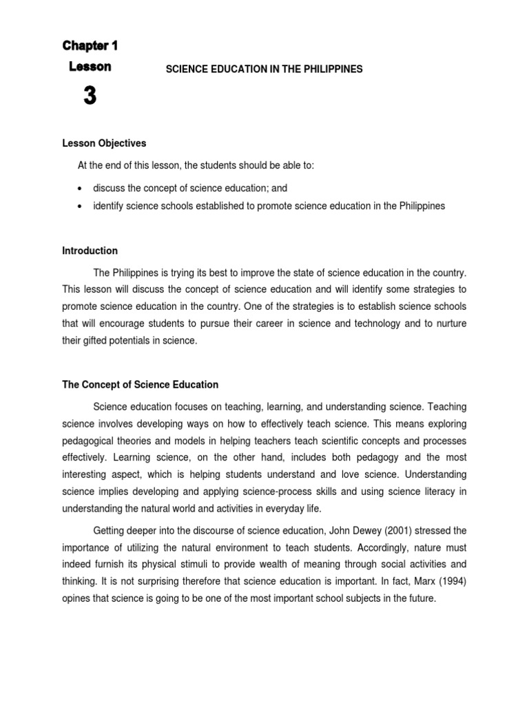 Lesson 4 - STS SCIENCE EDUCATION IN THE PHILIPPINES | PDF | Science ...