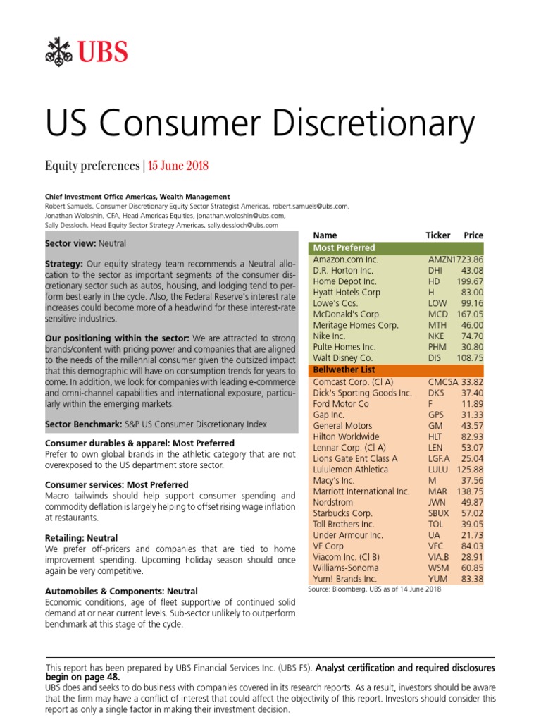 Us Consumer Discretionary Equities Preference | PDF | Alternative ...
