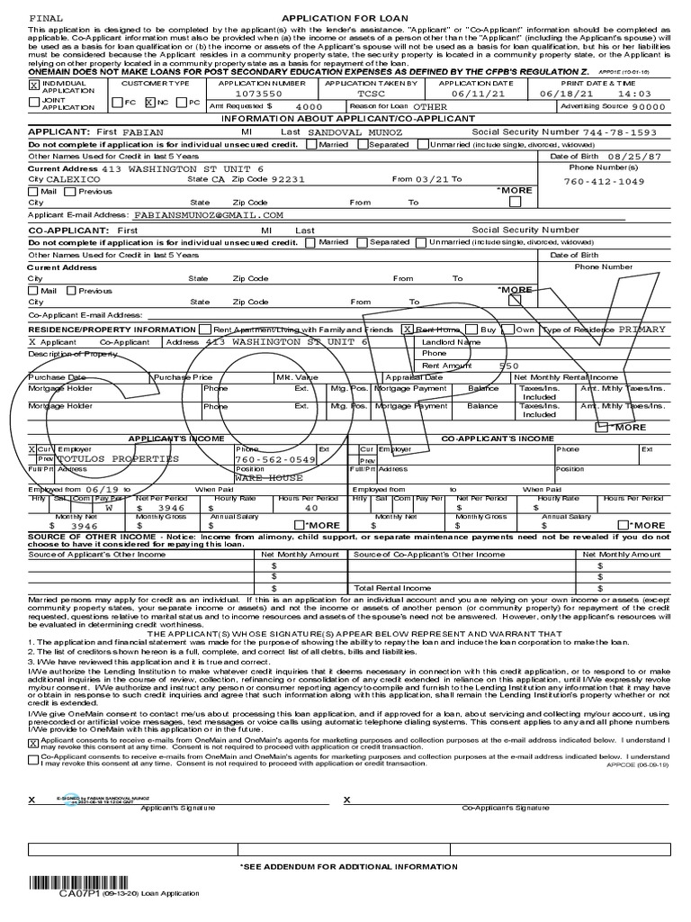 Application Pdf Loans Credit