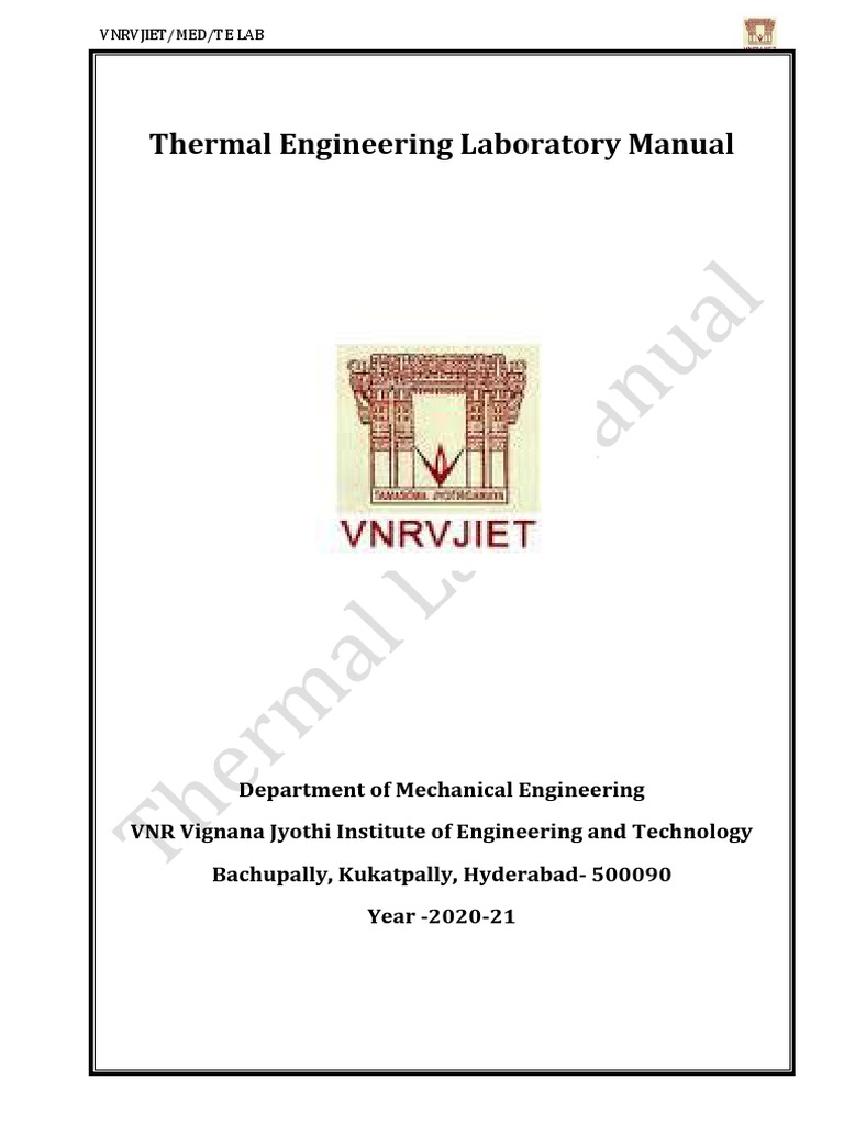 Thermal Engineering Lab Manual Final 2020-21 | PDF