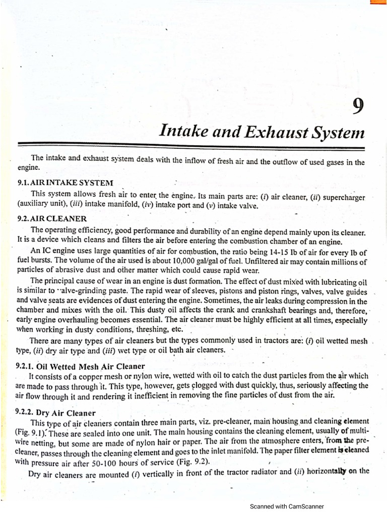 Chapter 9 - Intake and Exhaust System | PDF