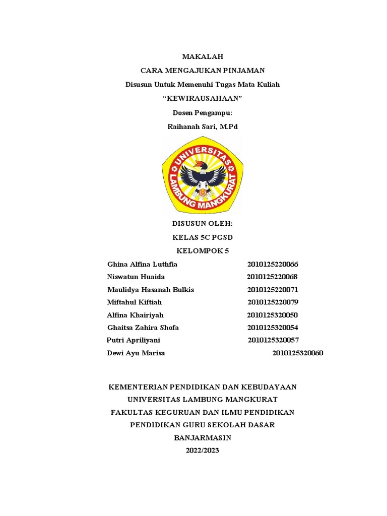 Kel 5 Kwu - Cara Mengajukan Pinjaman | PDF | Pengelolaan Keuangan & Uang