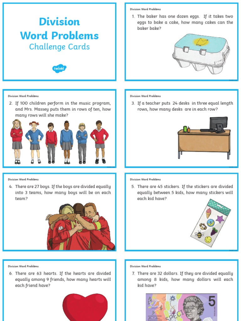Au t2 M 4212 Division Word Problems Challenge Cards English Australian ...
