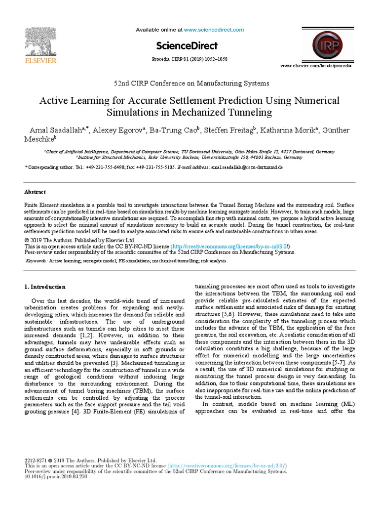 Active Learning For Accurate Settlement Prediction Using Numerical Simulations in Mechanized ...