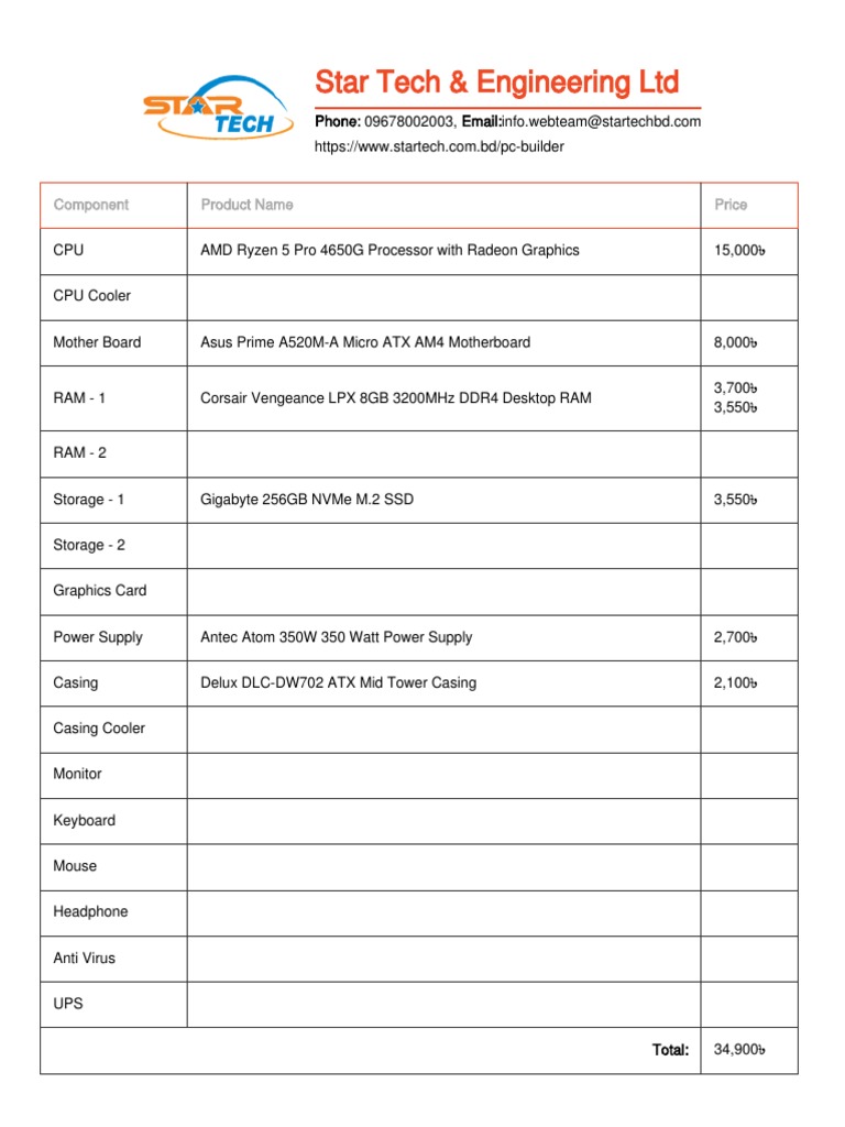 Print PC - PC Builder - Star Tech | PDF | Computers
