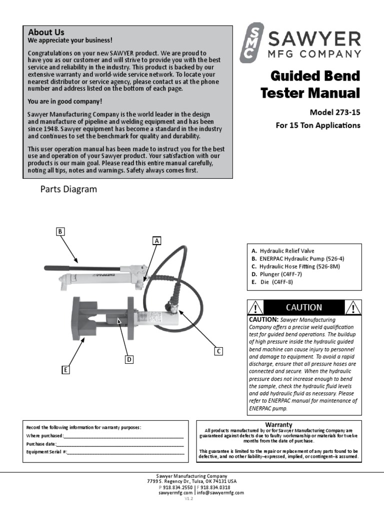 273 15 15 Ton Strap Bender Manual | PDF | Pump | Welding