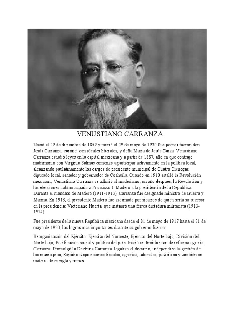 Biografía de Venustiano Carranza | PDF | Gobierno