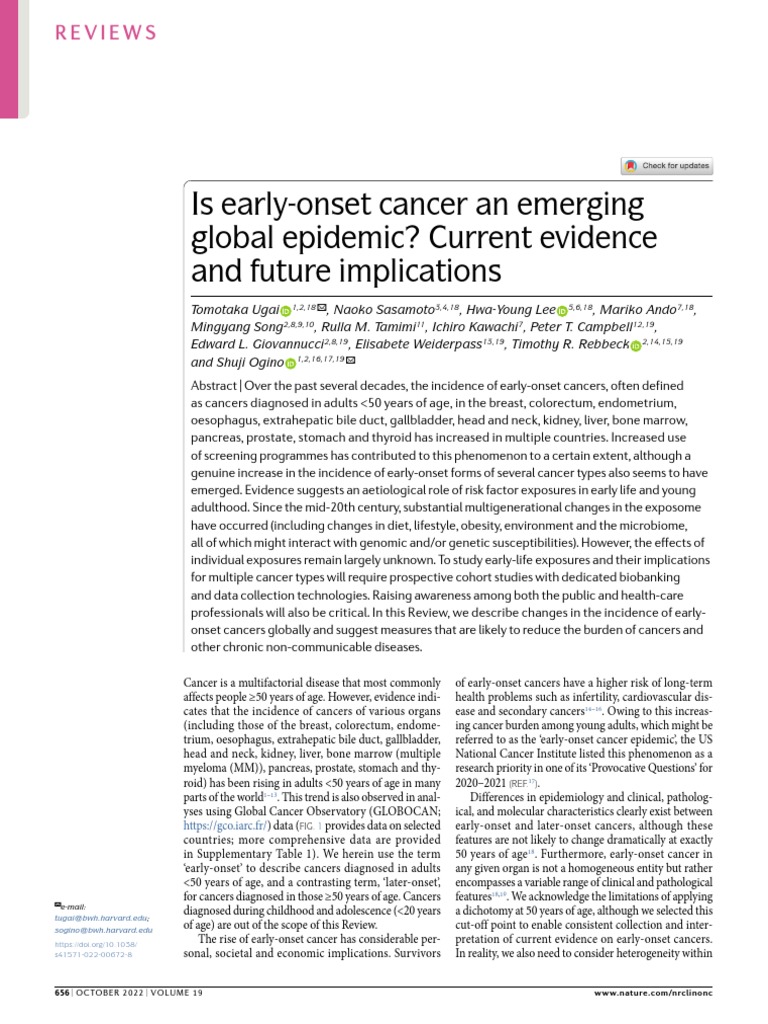 Is Early-Onset Cancer An Emerging Global Epidemic? Current Evidence and ...