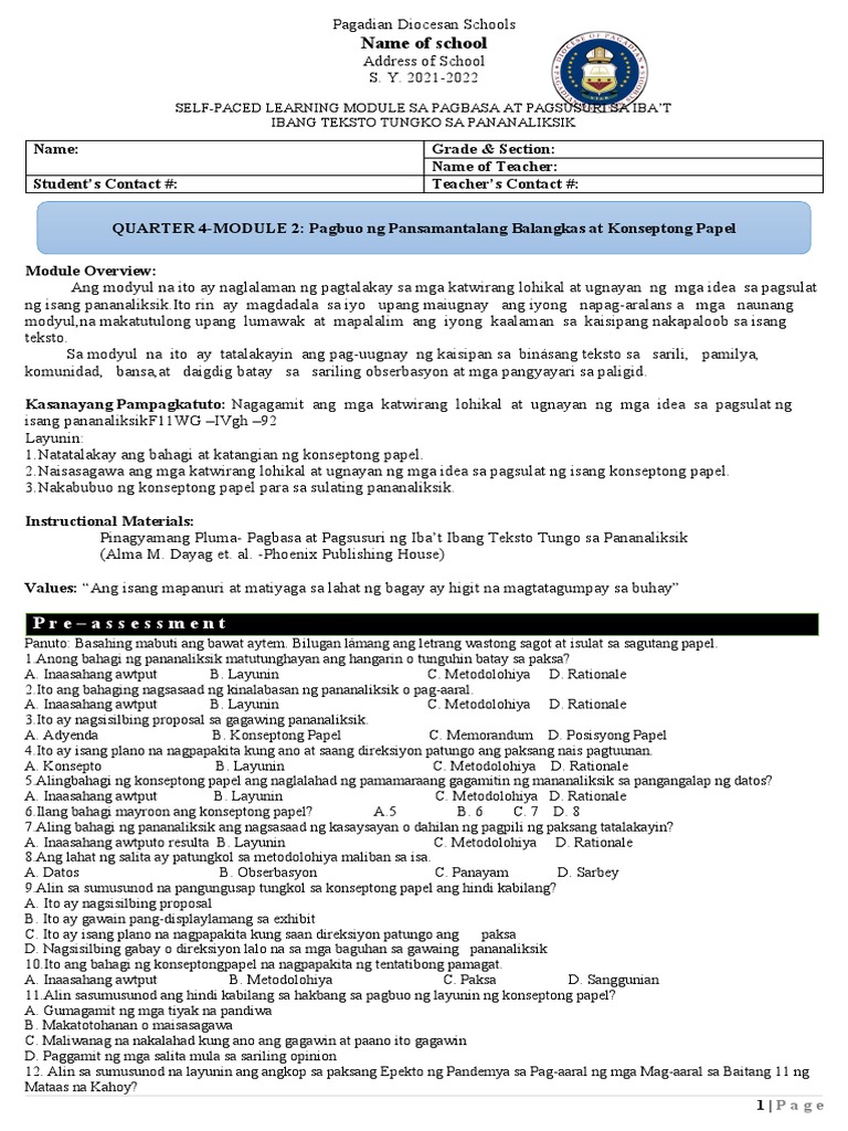 FINAL Pagbasa at Pagsusuri Q4M2 | PDF
