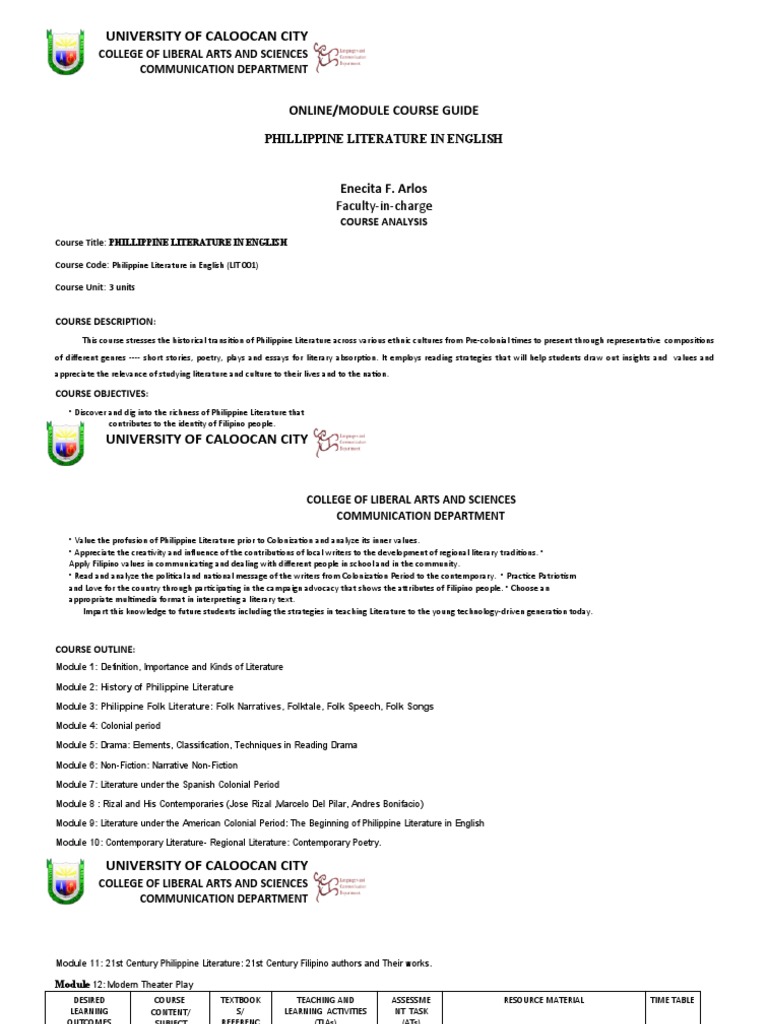 Philippine-Literature in Eng - Module Midterm and Final | PDF | Poetry | Creative Nonfiction