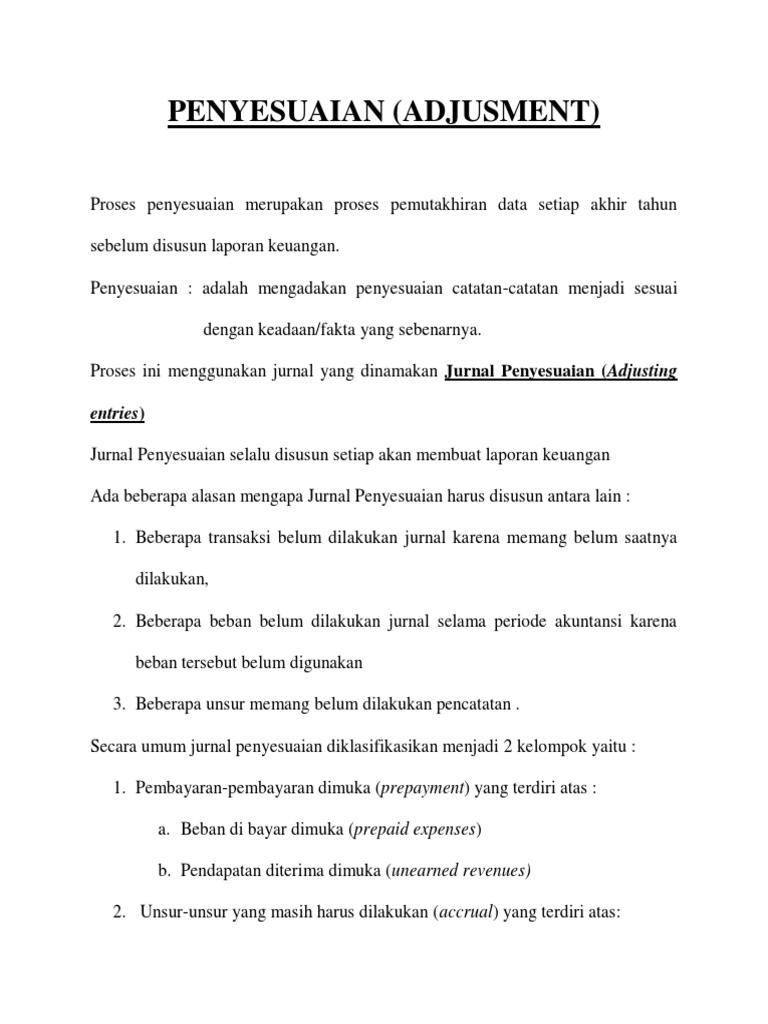 Proses Jurnal Penyesuaian Akuntansi | PDF