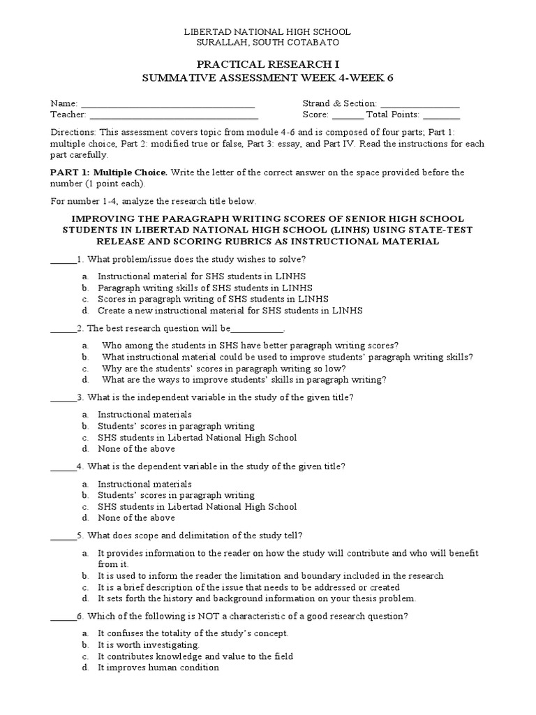 PR2 Summative Assessment W4 W6 | PDF | Theory | Information