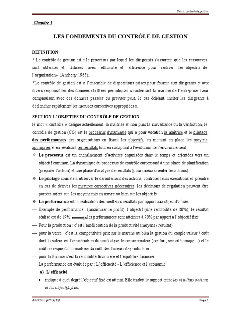 Cours Controle de Gestion | PDF